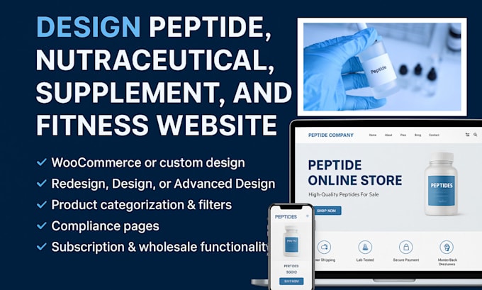 Design peptide website nutraceutical website supplement website fitness ...