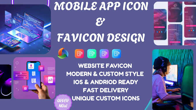 Design professional modern app icons custom website favicon logo web ...