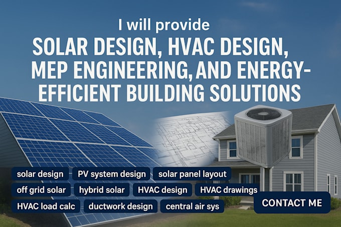 Solar design, hvac design, mep, energy efficient building, ductwork, pv ...