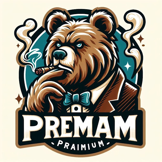 Design high quality premium retro bear smoking mascot logo with t shirt ...