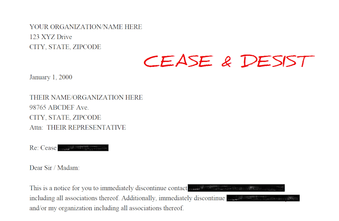 Create an official cease and desist letter by Blacklabeldaily | Fiverr