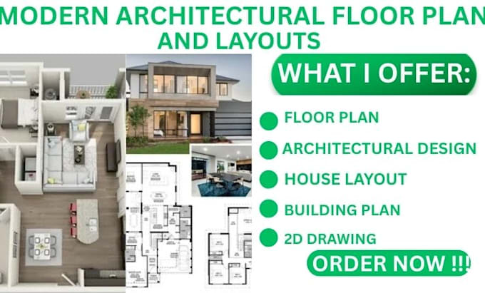 Design modern architectural floor plans and layouts by Kosher455 | Fiverr