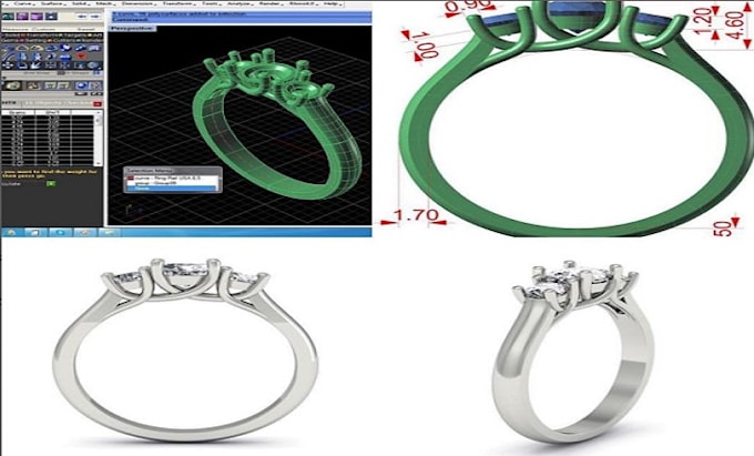 Design 3d cad jewelry and create realistic ring, bracelet, necklace ...