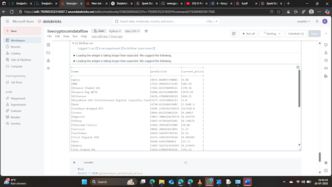 Construiré pipelines de datos en azure de extremo a extremo 24x7 usando adf databricks y pyspark