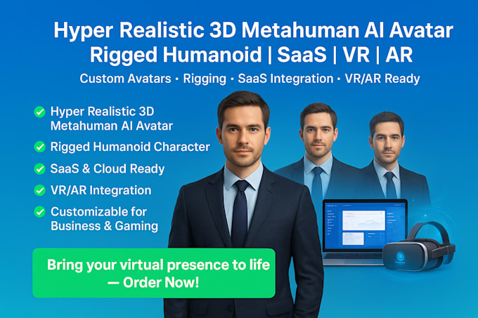 Do hyper realistic 3d metahuman ai avatar rigged humanoid character ...