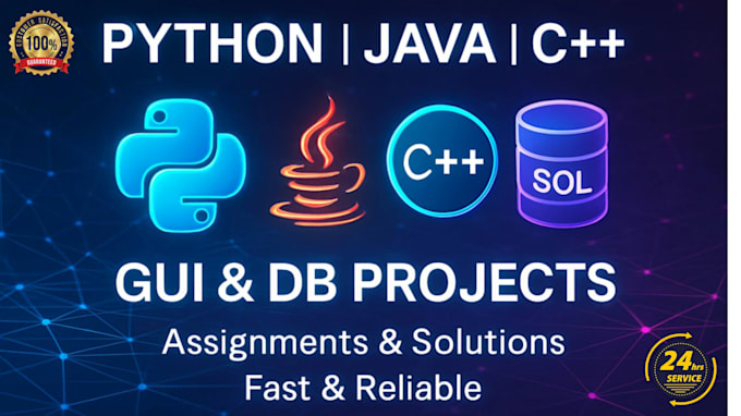 Be your python and java expert for assignments, gui apps, and sql projects by Asadis | Fiverr