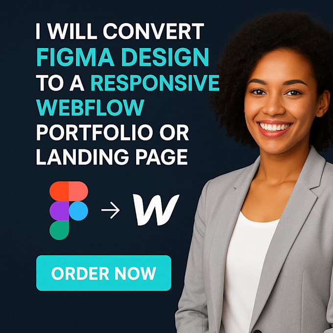 Convert your figma design into responsive webflow portfolio or landing page by Epitomeomolewa ...