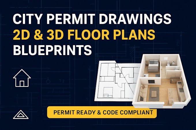 Architect of city permit drawings, 2d floor plan, blueprints and 3d ...