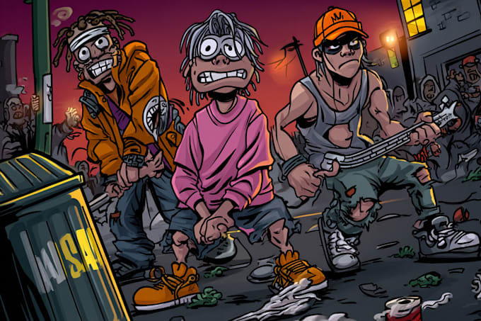 Crazy album cartoon cover, hip hop, pop punk, rock by Libertyonrad | Fiverr