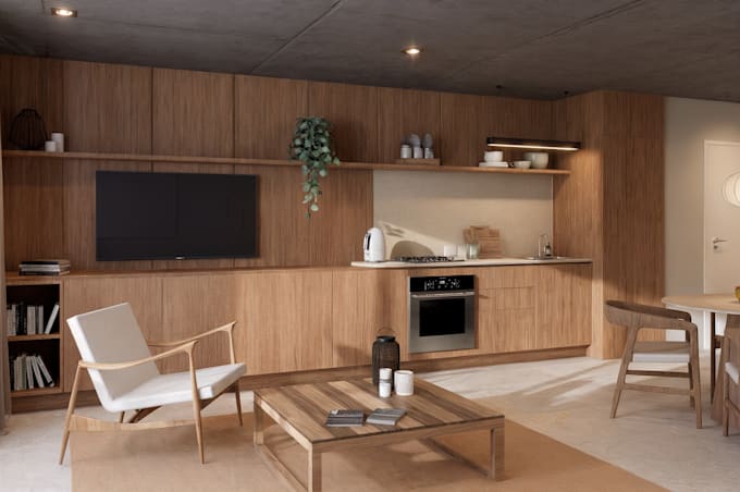 Make a photorealistic interior render by Panno_martin | Fiverr