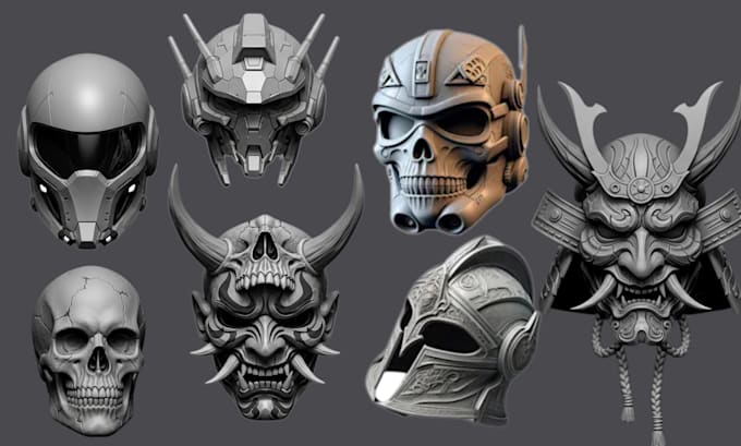 Custom 3d cosplay mask 3d helmet fantasy anime oni design with stl for ...