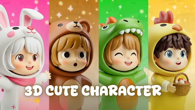 Design cute 3d cartoon character or mascot for game, animation, and 3d ...