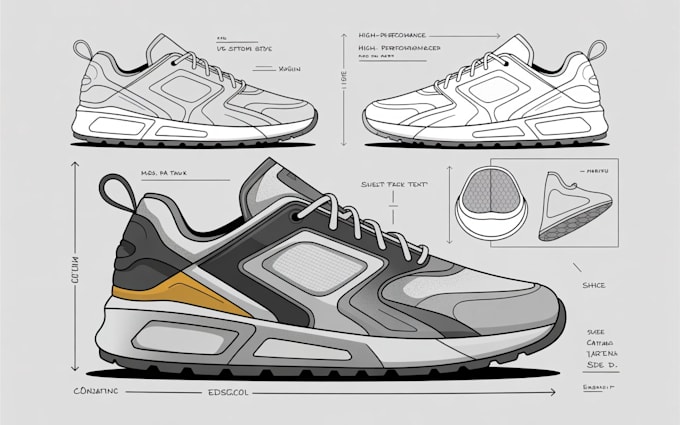 Design shoe tech pack, heels, loafers, sneakers, boots for ...