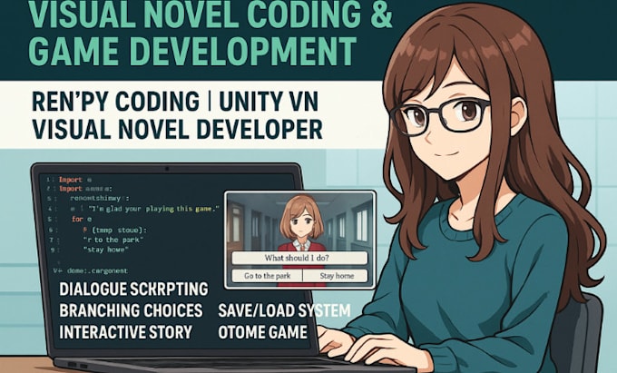 Develop and code your visual novel game with renpy unity or tyranobuilder by Muhammad_pcb7 | Fiverr