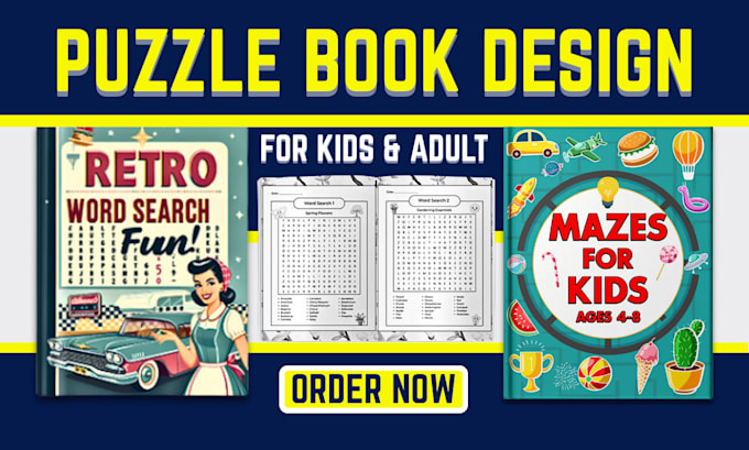 Design sudoku word search maze crossword puzzle activity book for kdp ...
