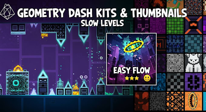 Design geometry dash textures slow levels 3d kits thumbnails by ...