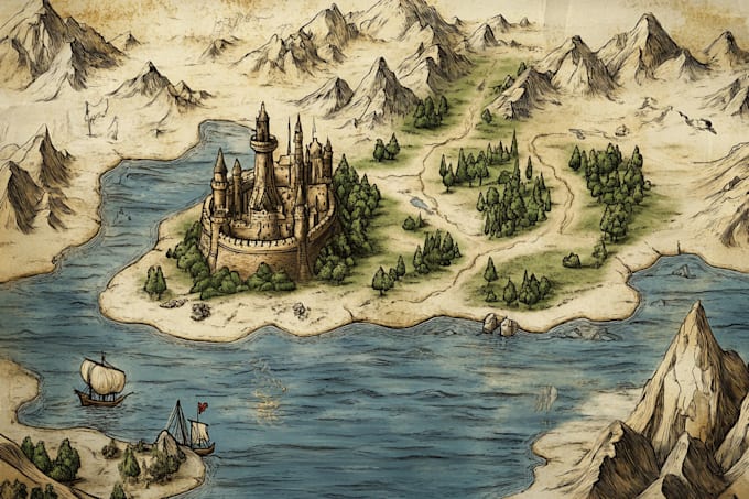Create an fantasy isometric map illustration by Megannewso | Fiverr