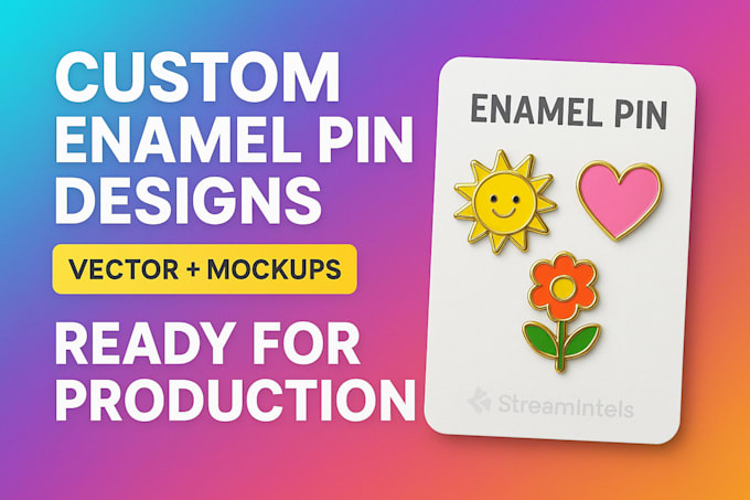 Design custom enamel pins ready for production vector and mockups ...