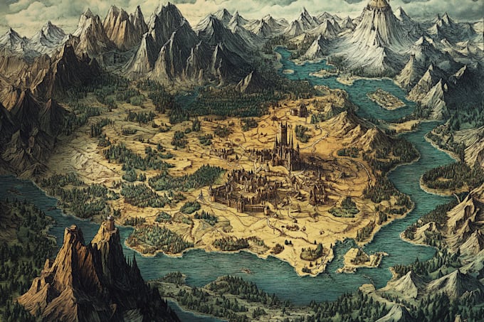 Draw a high quality fantasy map by Noellearlan | Fiverr