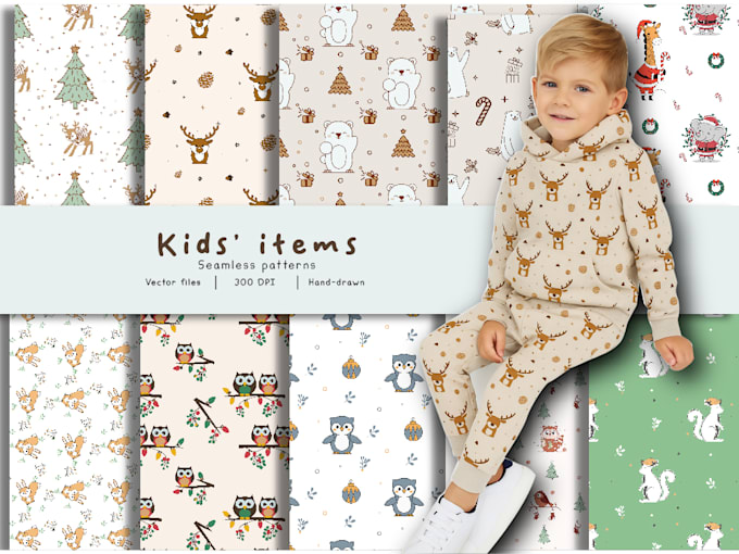 Create cute seamless patterns for kids items by Fatima_shathi | Fiverr