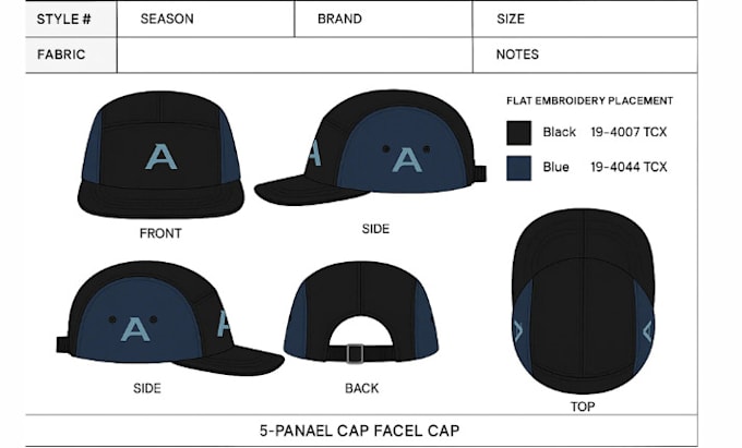 Design custom hat or cap tech pack flat sketch and tech pack by ...