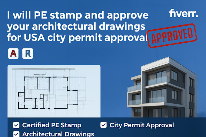Pe stamp and approve your architectural drawings for usa city permit ...
