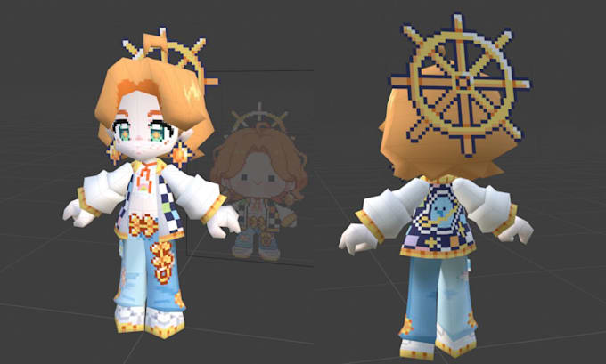 Model and rig stylized pixel lowpoly 3d vtuber game characters from 2d ...