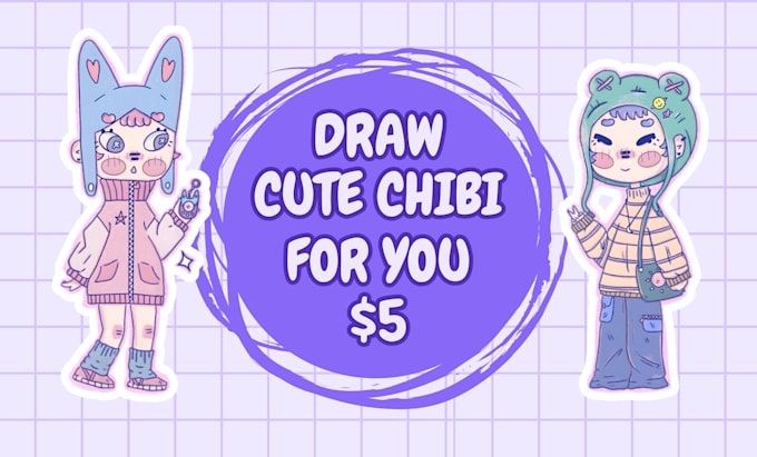 Draw a stylish and cute chibi character by Puffycreation | Fiverr