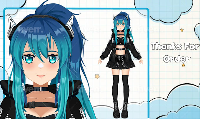 Vtuber model, live2d vtuber, 2d vtuber model, 2d vtuber rigging, vtuber, vtube by Johnartist_j ...