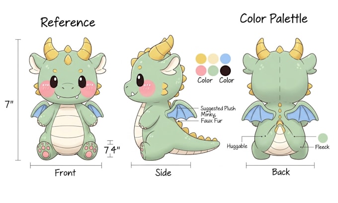 Design custom plushie reference sheet stuffed animal character or ych ...