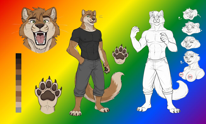 Draw furry reference sheet fursuit ref sheet original fursona oc ref ...