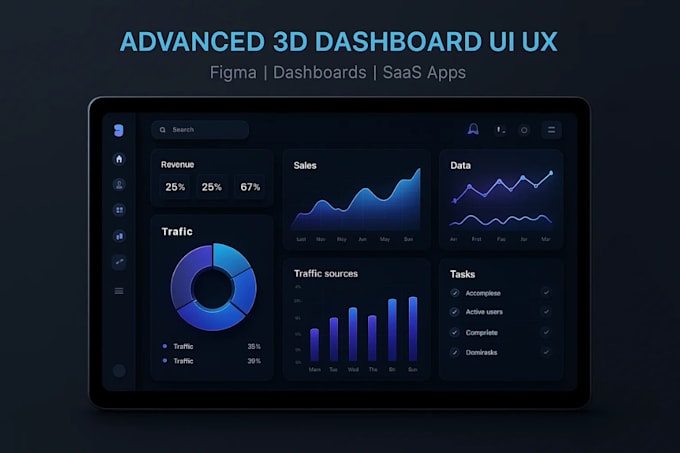 Design immersive 3d ui ux for web apps and dashboard design in figma by ...