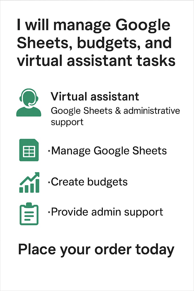Manage data sheets, budgets, and virtual assistant tasks by ...