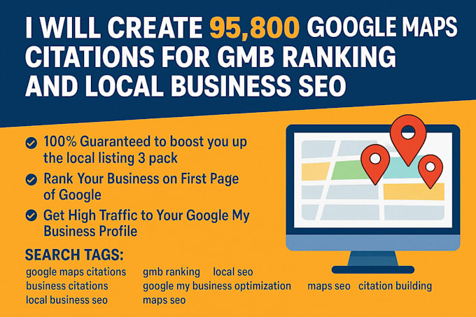 Create 95,800 google maps citations for gmb ranking and local business seo by Stephenmiss | Fiverr