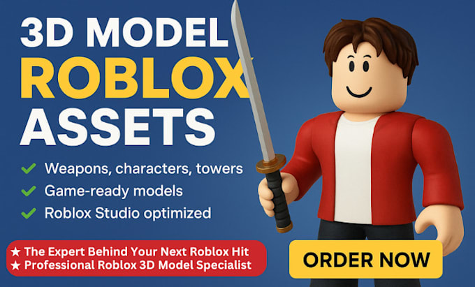 Do 3d model roblox weapon, roblox asset, roblox character, roblox tower ...