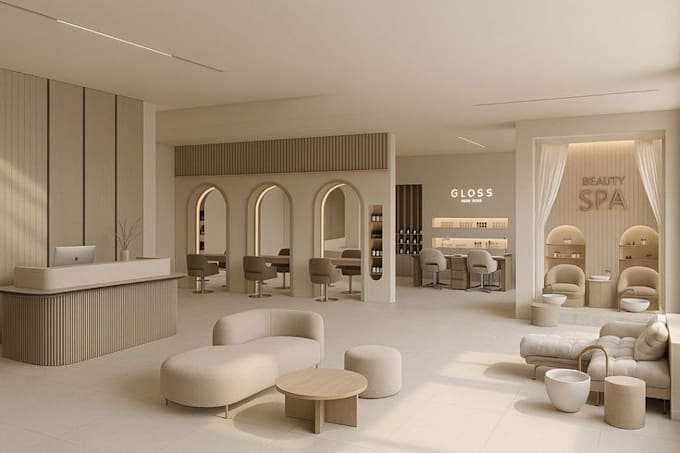 Design luxury spa, beauty salon, showroom, boutique with photorealistic ...