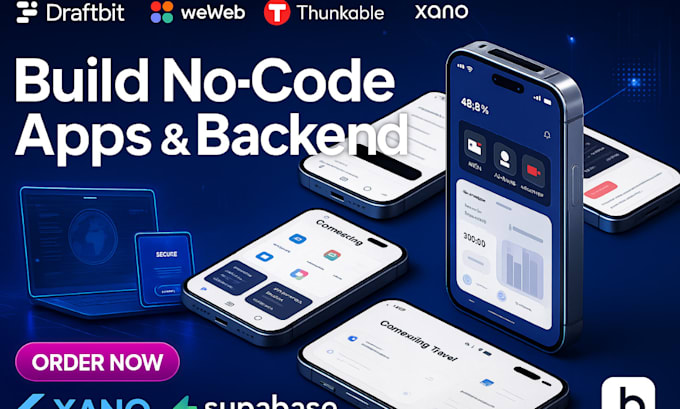 Be draftbit weweb developer shoutem thunkable no code app xano supabase backend by Triumphant101 ...