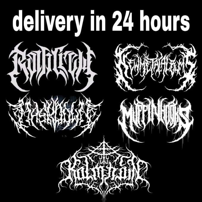 Style heavy brutal black horror death core metal logo design for t ...