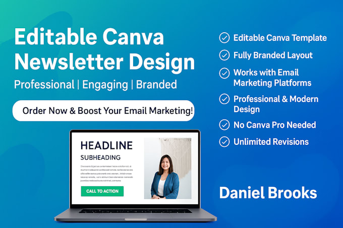Design a professional editable canva newsletter template by ...