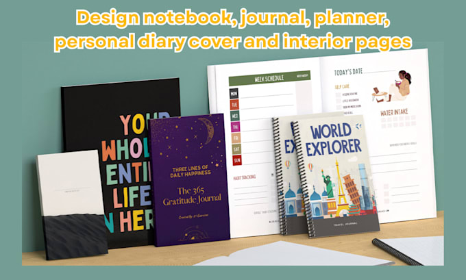 Design notebook, journal, planner, personal diary cover and interior ...