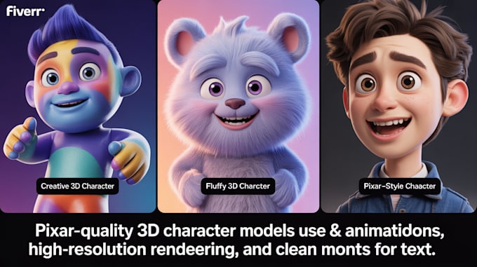 Create pixar quality 3d character models and amazing 3d animation by ...