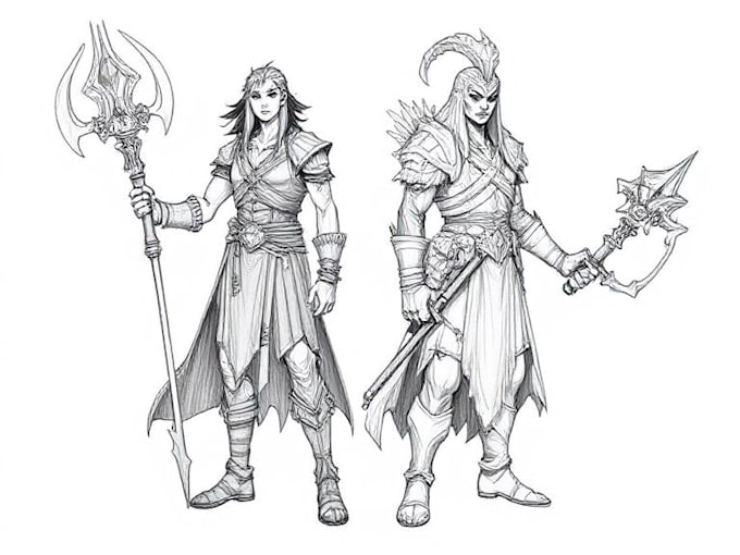 Draw sketches for dnd and fantasy characters design by Emiodwiner | Fiverr