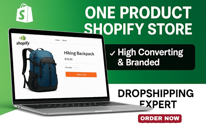 Create Branded One Product Shopify Dropshipping Store Landing Page