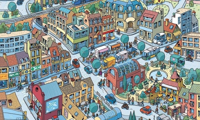 Design an isometric city with random characters and detail by ...
