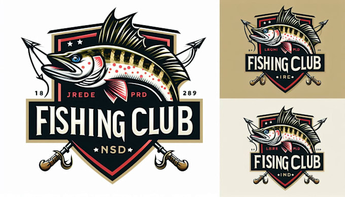 Do fishing club heraldic symbol with pike fish mascot logo in my style ...