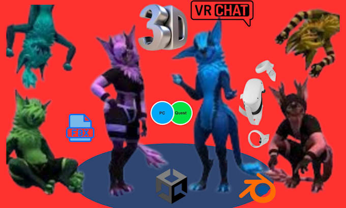 Construct vrchat avatar, vr character, furry avatar, 3d avatar, vrc ...