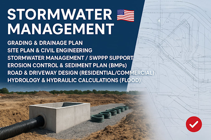 Grading drainage plan site civil engineering permit stormwater swppp bmp by Expert_spatial | Fiverr