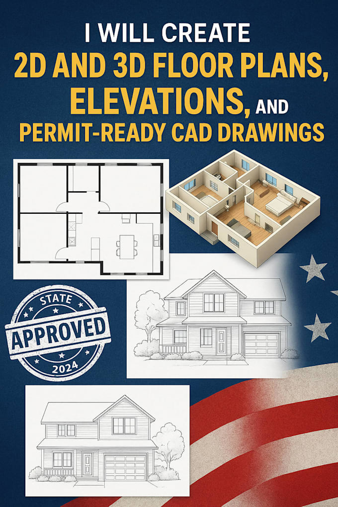 Create 2d and 3d floor plans, elevations, and permit ready cad drawing ...