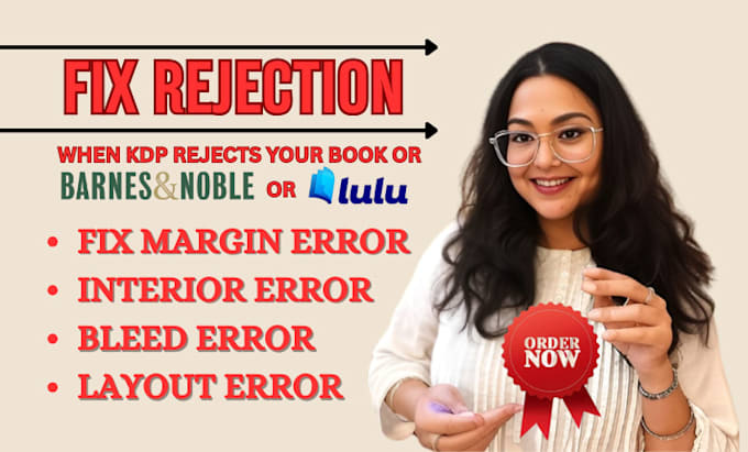 Fix kdp rejection, margin error, bleed error, interior layout design ...