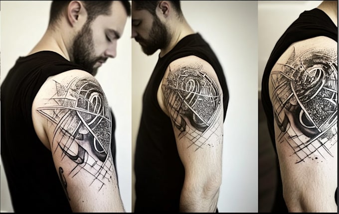 Custom a geometric realism tattoo design for you by Adelaeiams | Fiverr